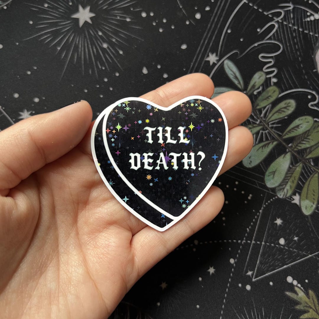 Goth Till Death Sticker, Goth Marriage Sticker, Black Heart Sticker ...
