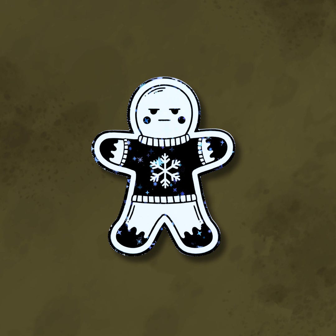 Goth Gingerbread Man Sticker, Creepmas Sticker, Goth Christmas Sticker ...
