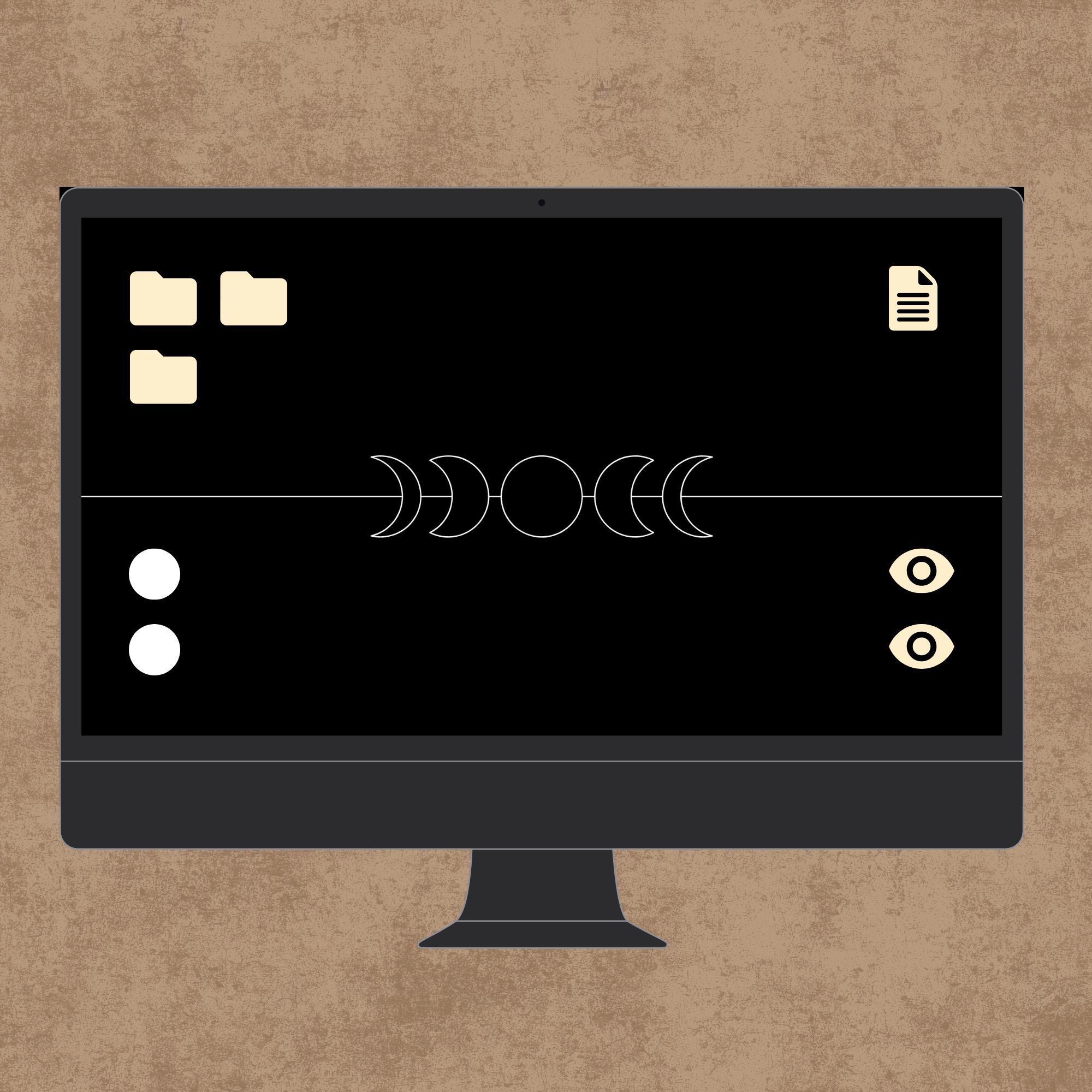 3 Witchy Goth Moon Desktop Wallpaper Organizer, Celestial Wallpaper ...