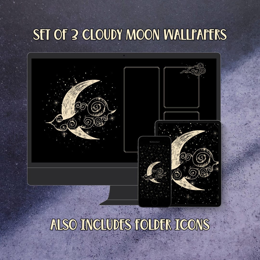 Cozy Moon Cloud Desktop Organizer, Dark Mode Desktop, Celestial Gothic ...