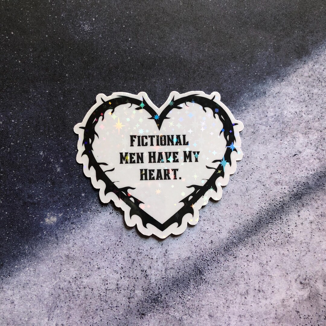 Fictional Men Have My Heart Sticker, Goth Bookish Sticker, Kindle ...