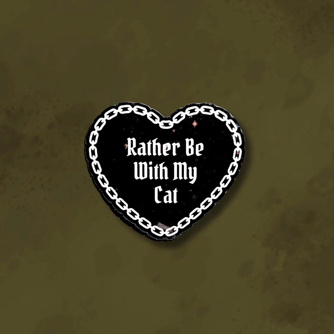 Rather Be With My Cat/dog Sticker, Goth Pet Sticker, Goth Heart Sticker ...