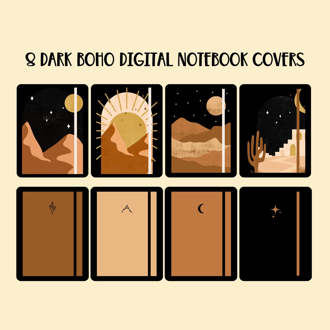 8 Dark Boho Goodnotes Digital Notebook Covers, Digital Planner Cover ...
