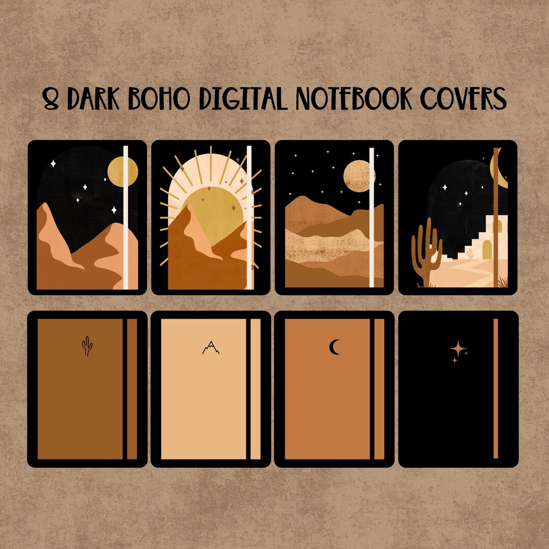 8 Dark Boho Goodnotes Digital Notebook Covers, Digital Planner Cover ...