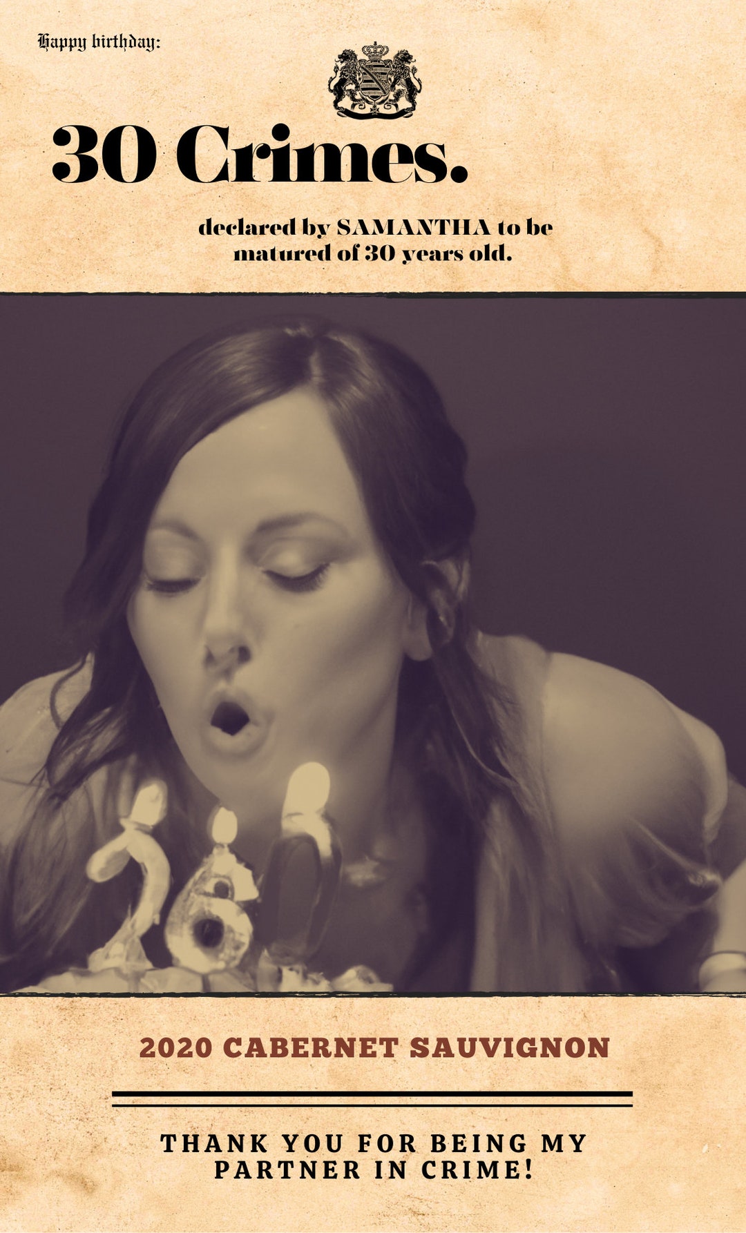 Waterproof 19 Crimes Wine Label, Personalized for Birthday - Etsy