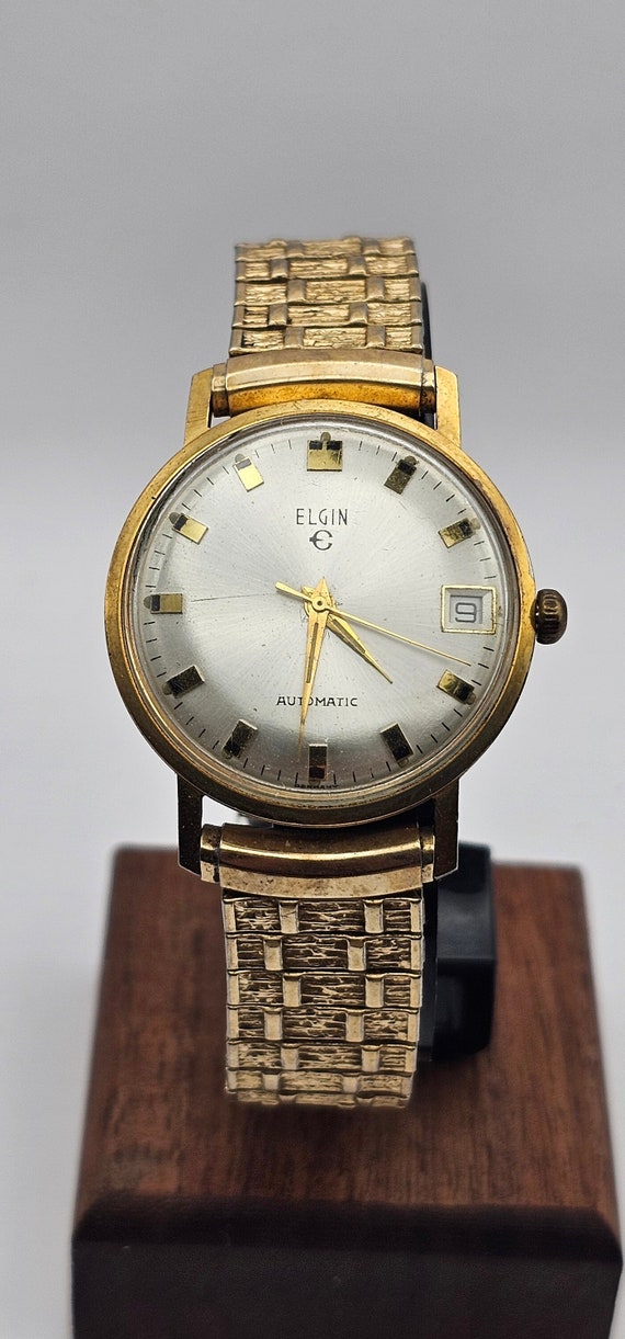 Beautiful Vintage ELGIN Gold tone Automatic watch wi… - Gem