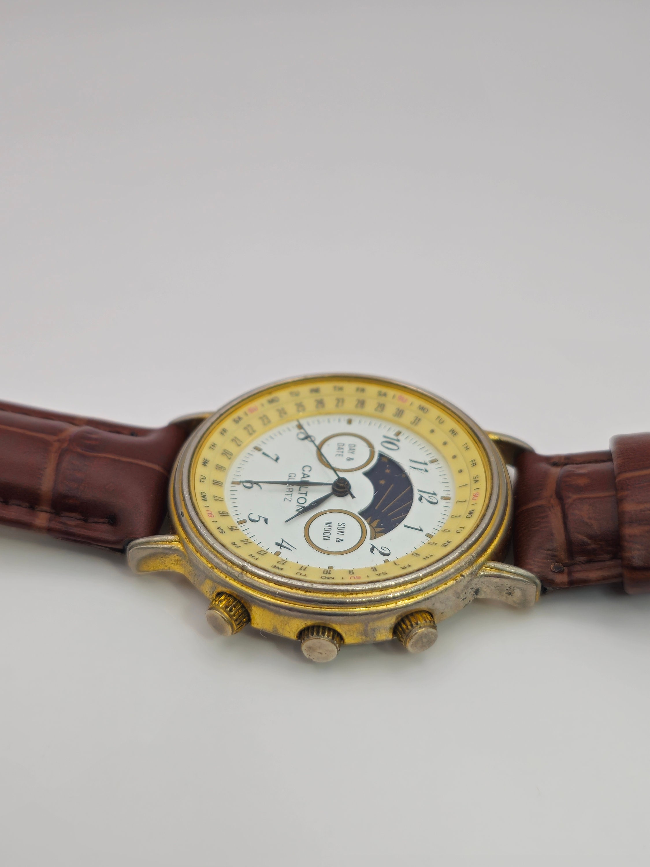 Vintage Carlton Moonphase Lunar Perpetual Calendar Moon Phase Watch ...