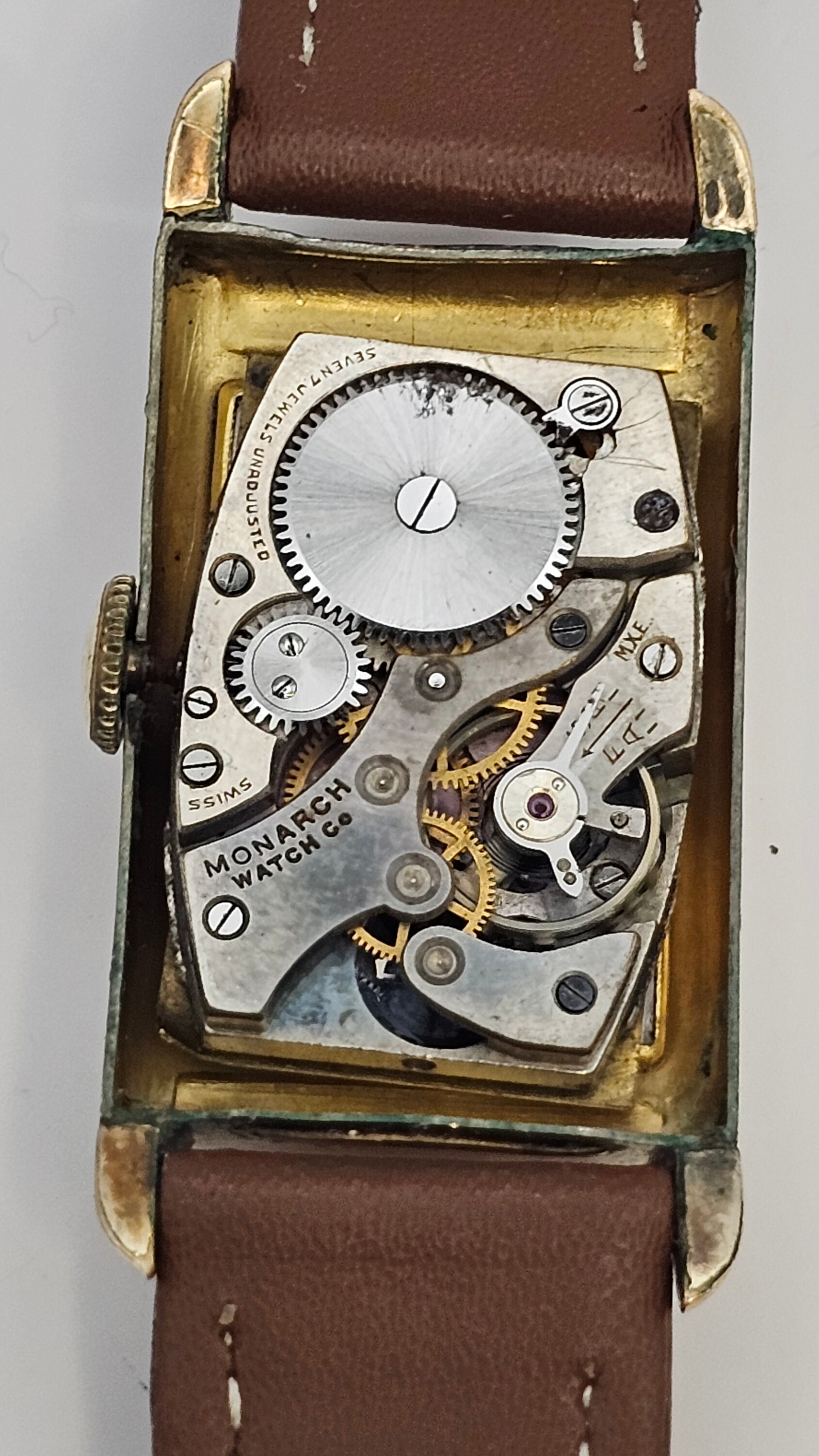 Rare Vintage Monarch Tank Watch With Subseconds Dial Manual Wind Swiss ...