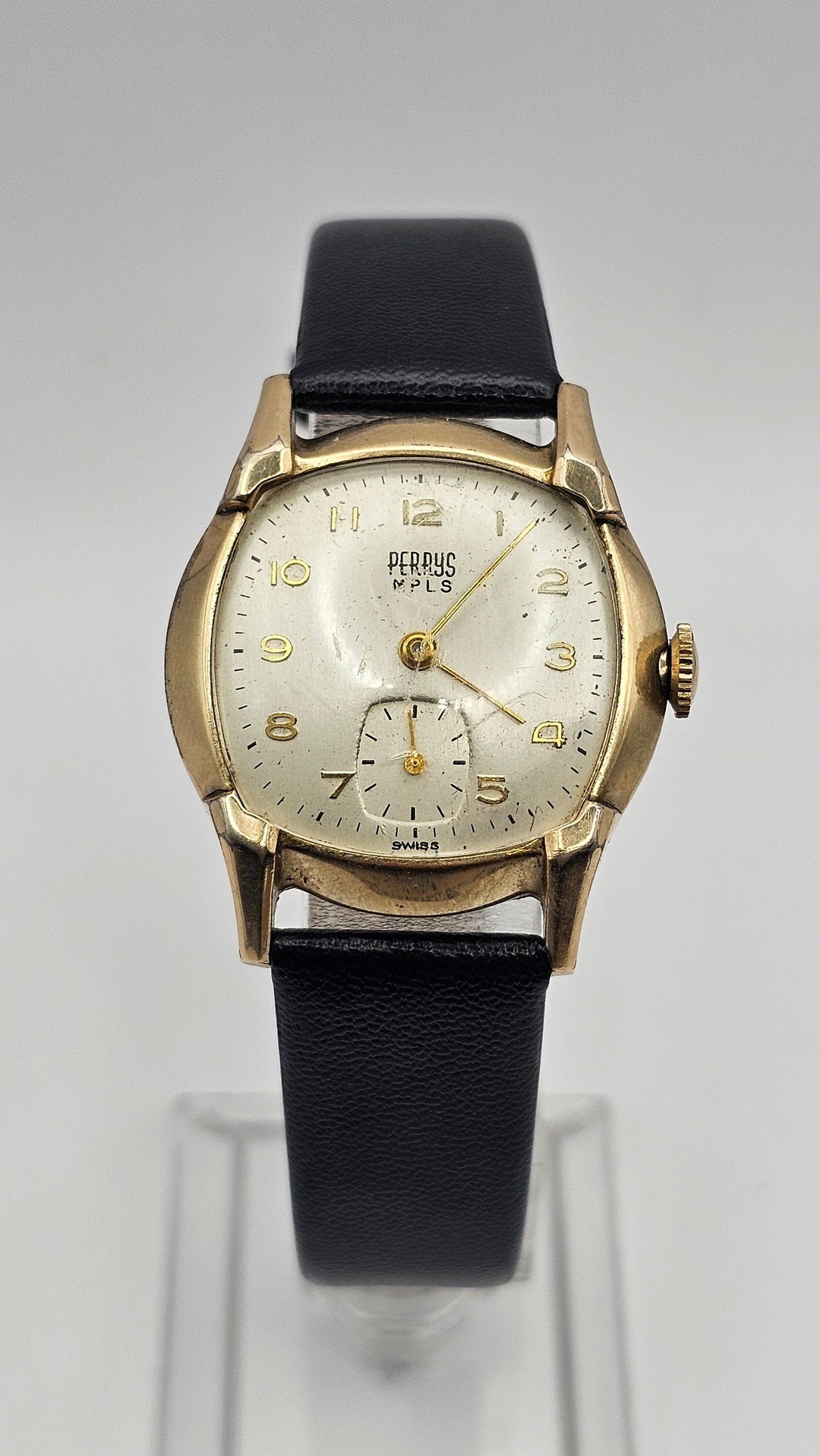 Vintage 1940's PERRYS MPLS 10K Gold Filled Bezel Watch With Subsecond ...