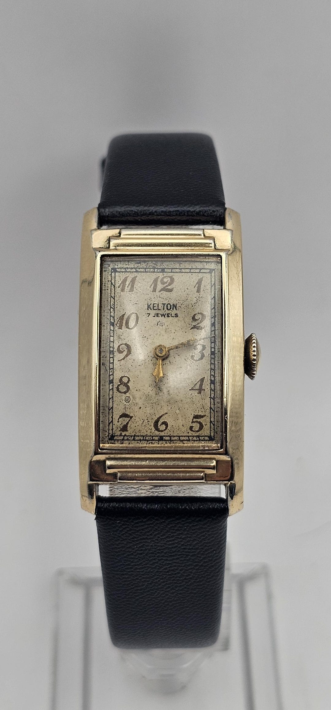 Vintage Art Deco Kelton Curved Tank Watch, Swiss Made, Gold Tone Case ...