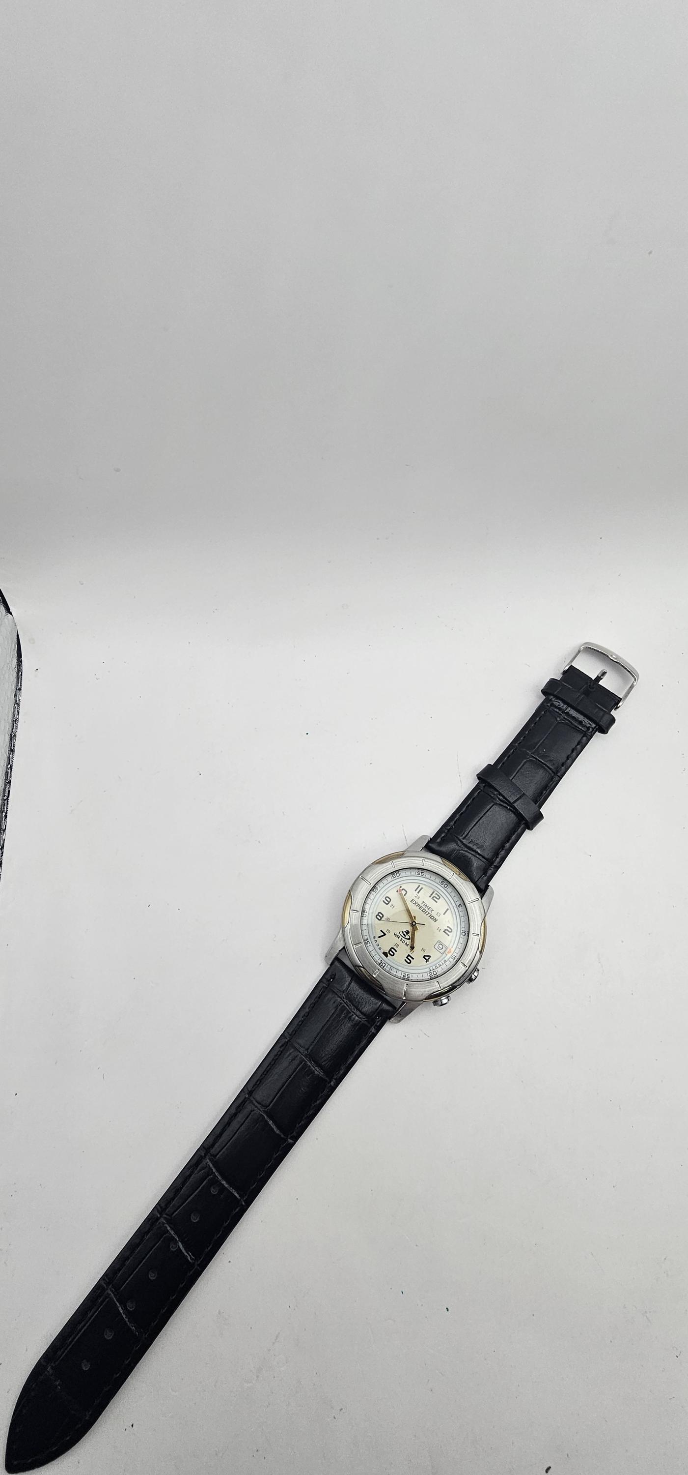 Vintage Timex Timex Indiglo Expedition Double Time and Alarm Mens Watch, Leather 12strap, New ...