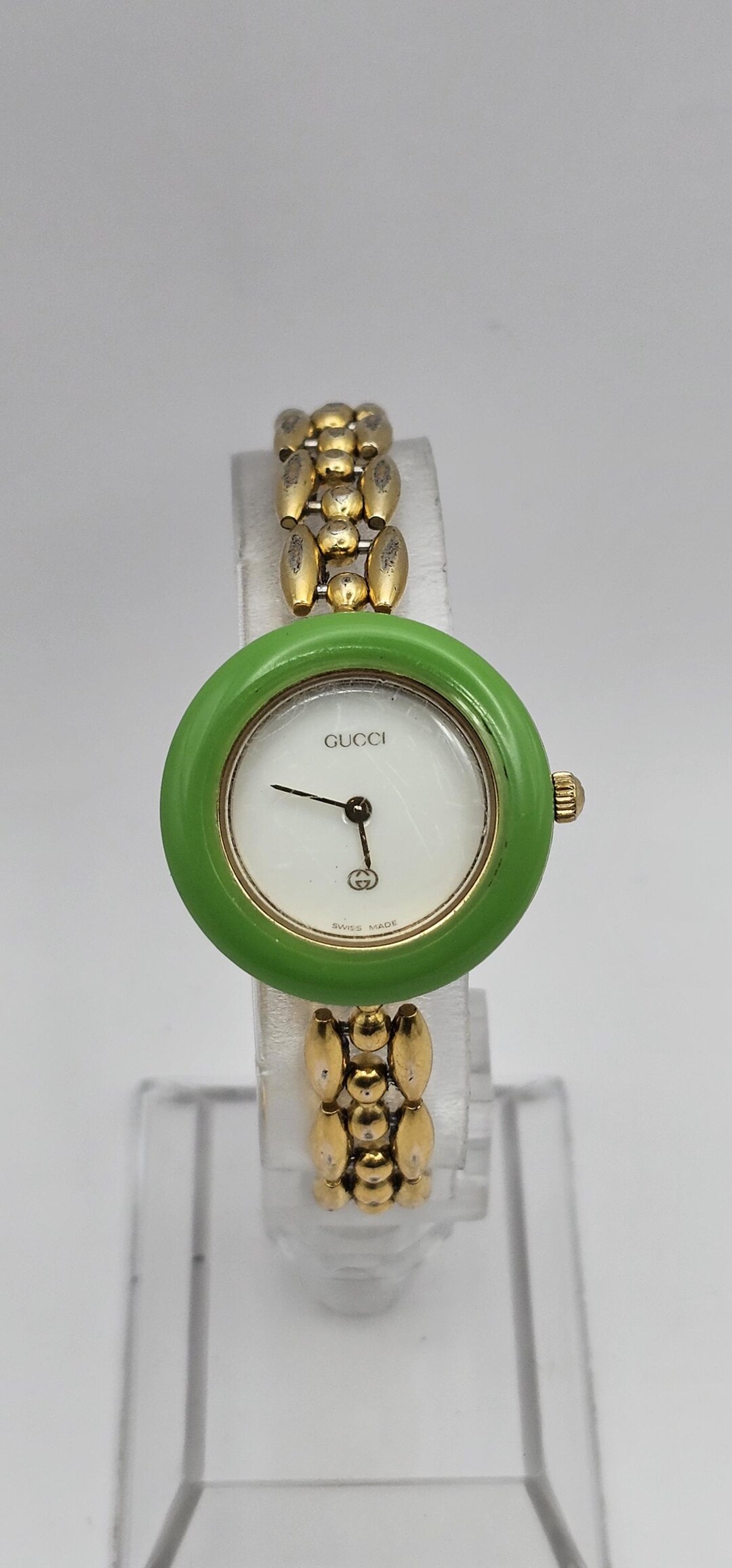 Authentic 90s Vintage Gucci Interchangeable Bezel Watch Rice Links ...