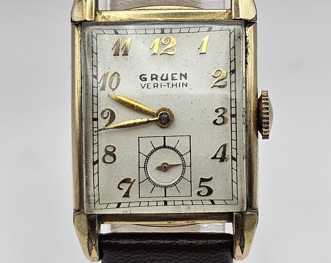 Amazing Vintage Gruen Veri Thin Curved Tank Watch, Unisex,10 K Gold ...