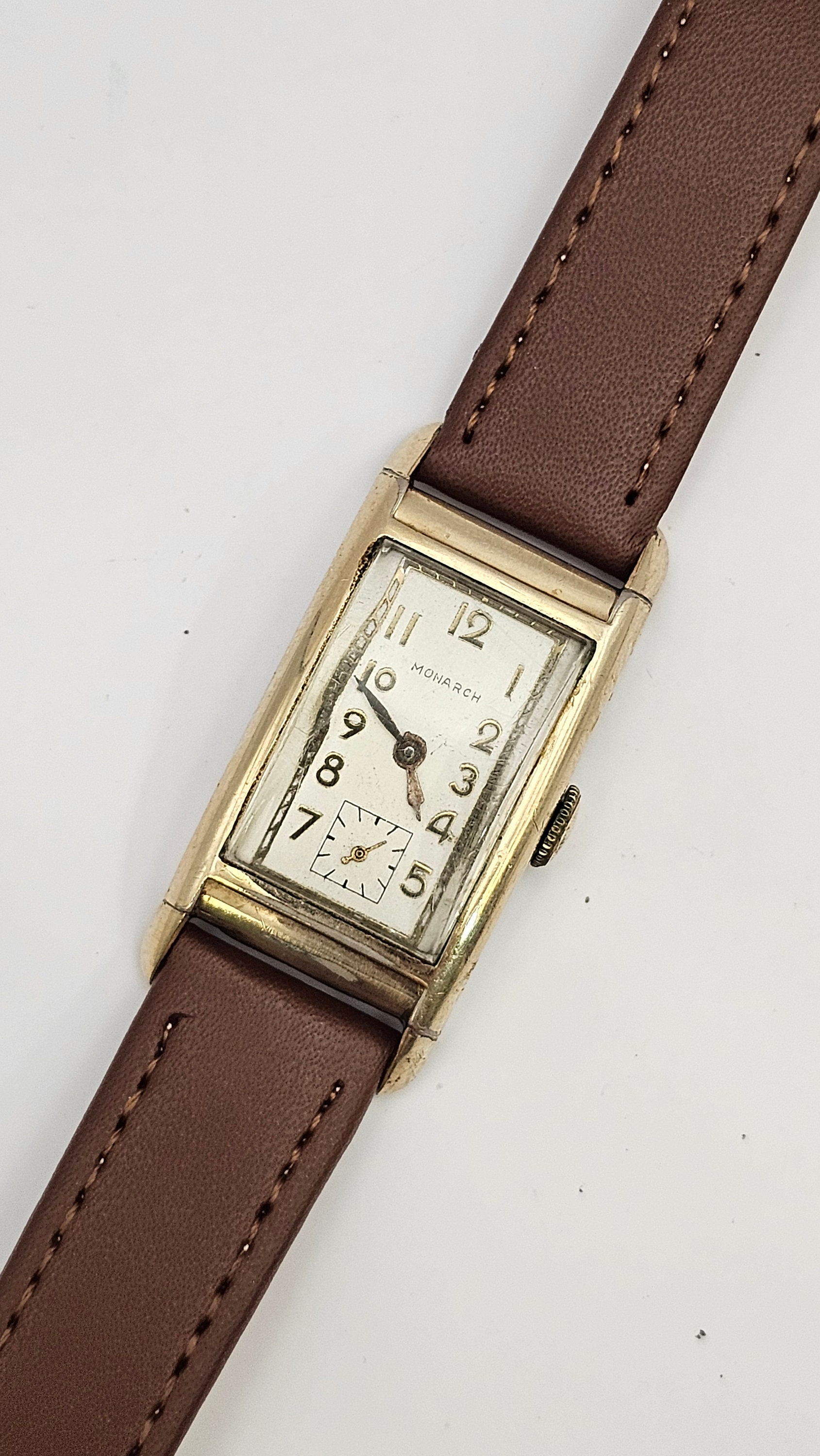 Rare Vintage Monarch Tank Watch With Subseconds Dial Manual Wind Swiss ...