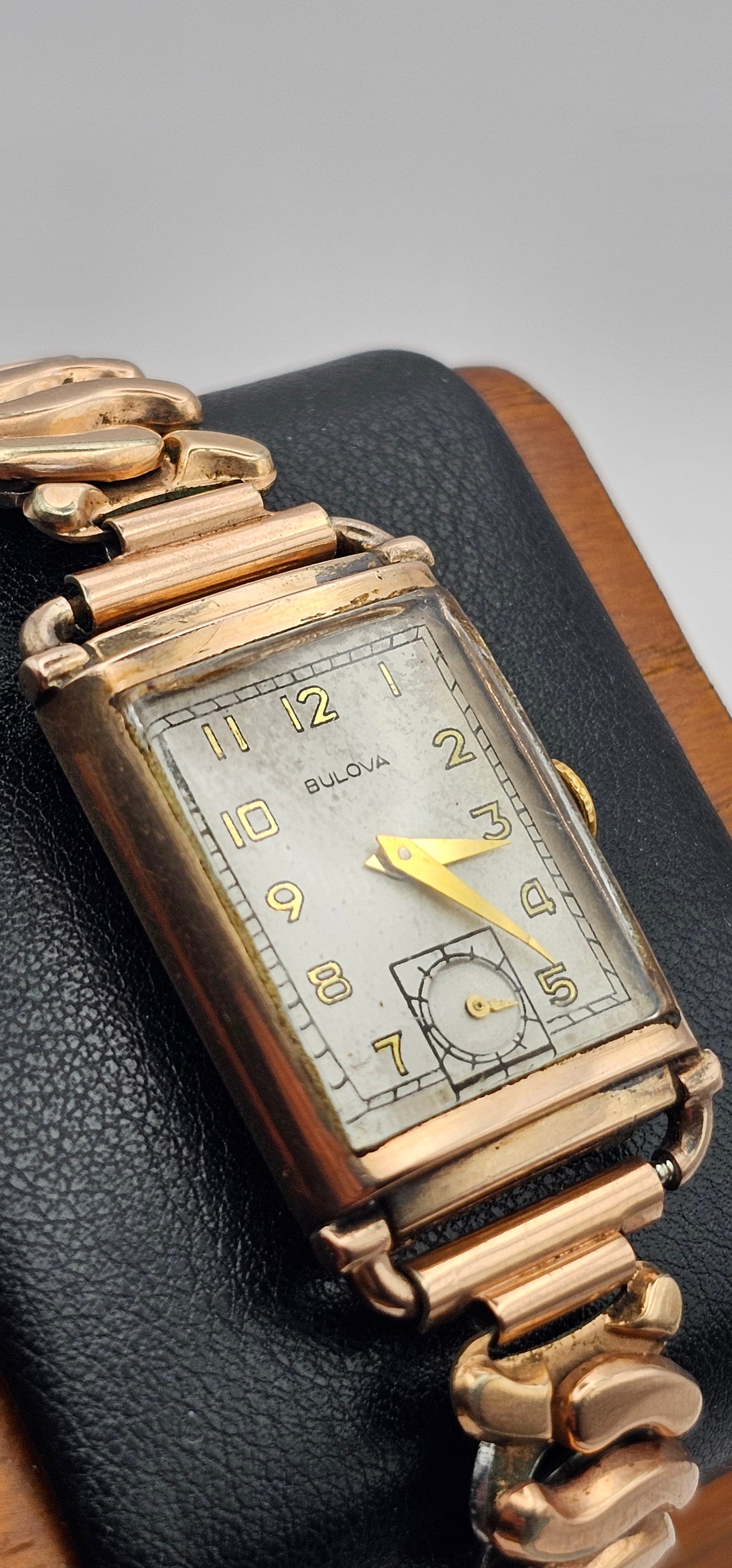 A Beautiful Vintage BULOVA Senator 14K Rose Gold Filled Tank Watch With ...