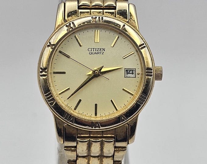 Beautiful Vintage Ladies Citizen Watch, Gold Tone Roman Numerals Bezel ...