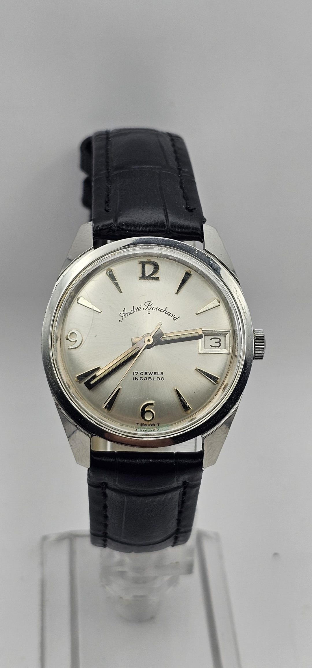 Vintage Manual Wind Andre Bouchard Date Swiss Mens Watch, Size 33.5 Mm ...