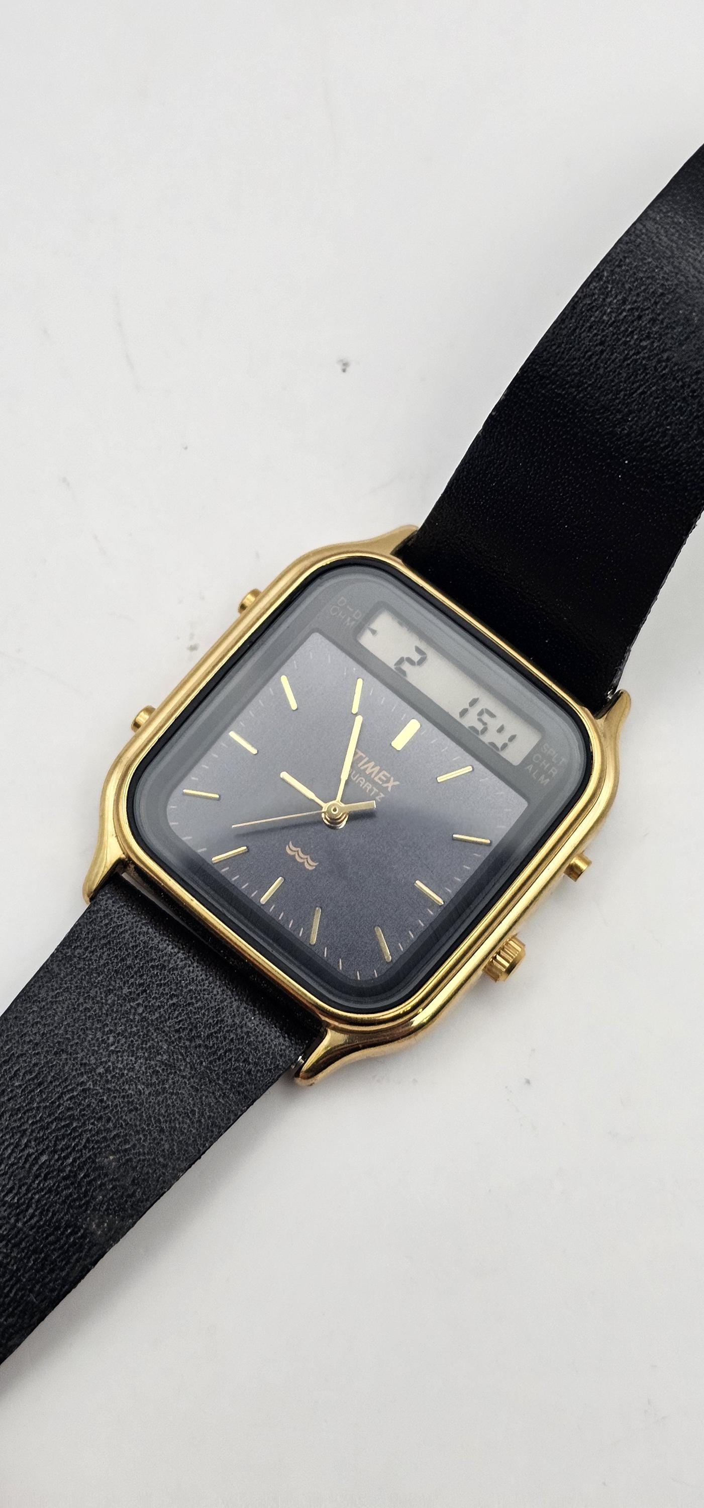 Vintage 1994 Timex Quartz Analog Digital, Alarm Chronograph, Gold Tone ...