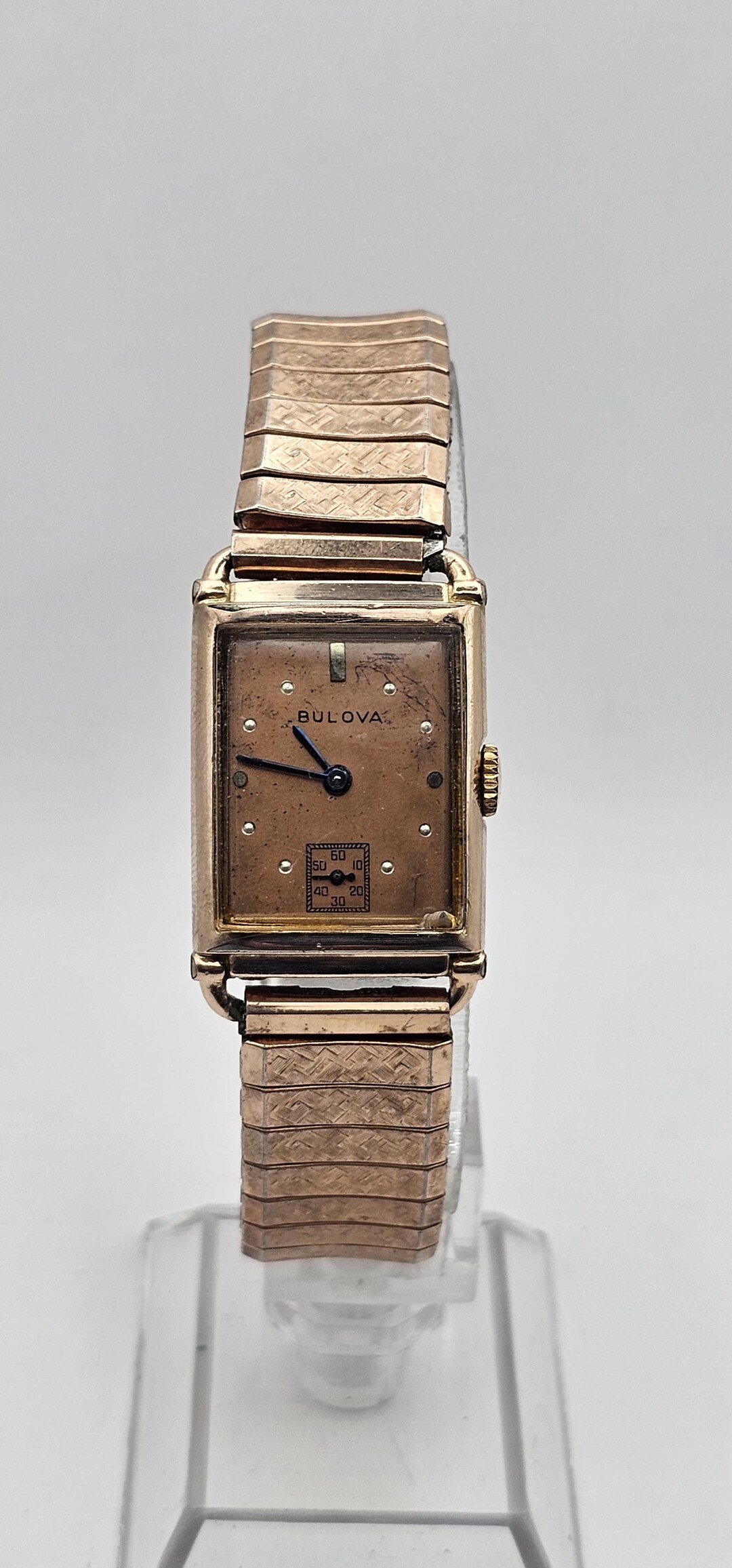 Vintage Amazing Bulova 14k Gold Filled Tank Watch, Subseconds, Rose ...