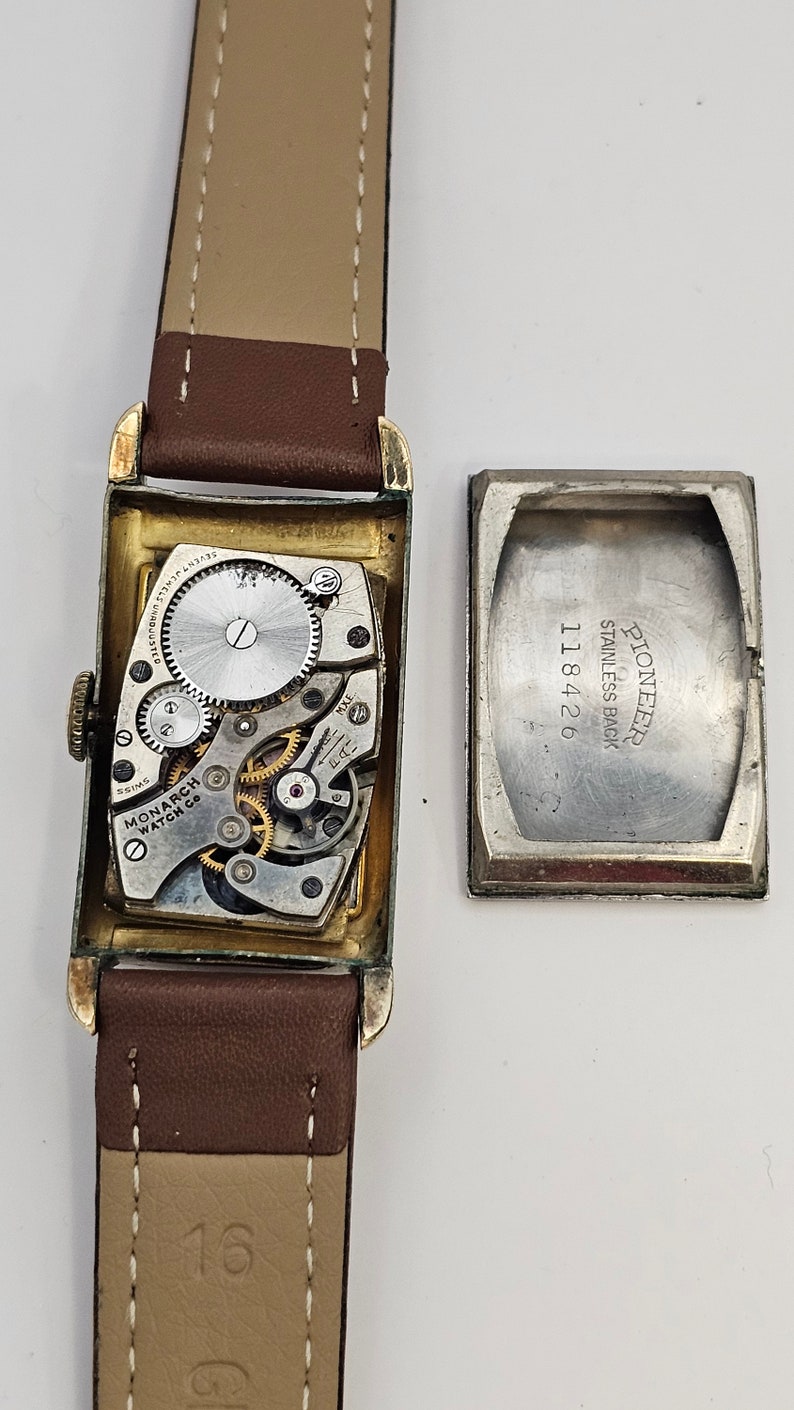 Rare Vintage Monarch Tank Watch With Subseconds Dial Manual Wind Swiss ...