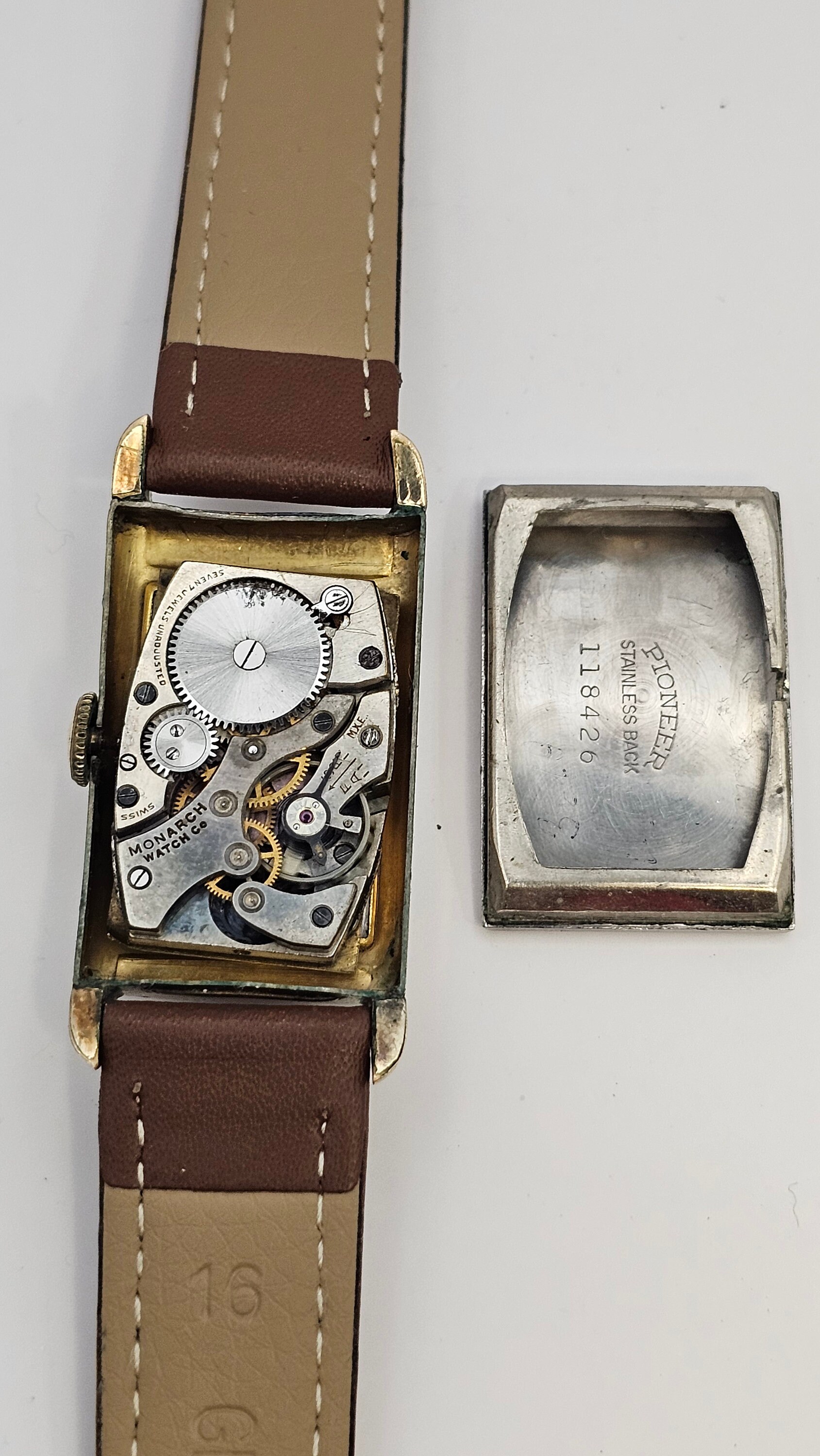 Rare Vintage Monarch Tank Watch With Subseconds Dial Manual Wind Swiss ...