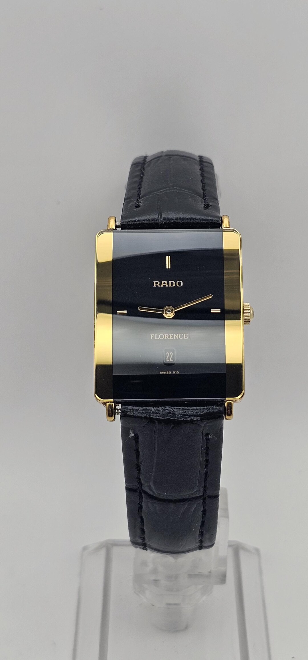 Amazing Rado Florence 160.3605.2N Quartz Black Dial Mens Tank Watch ...