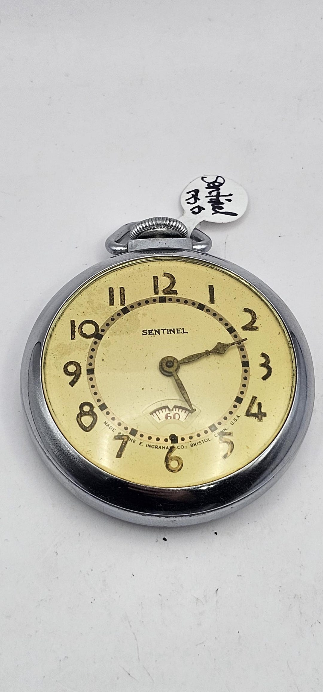 A Rare Vintage 48.5 Mm Round Ingraham Sentinel Click With Secometer ...