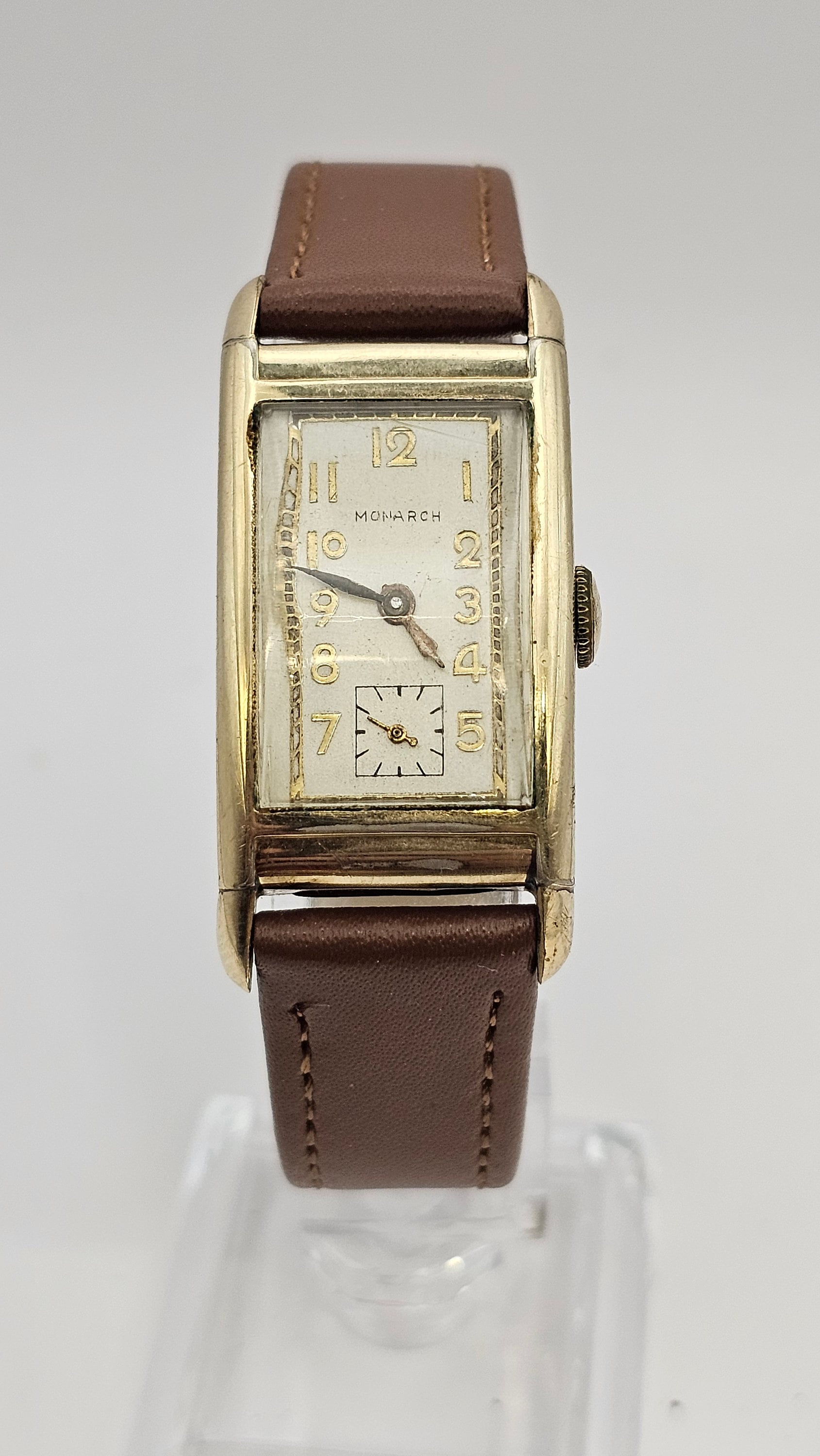 Rare Vintage Monarch Tank Watch With Subseconds Dial Manual Wind Swiss ...