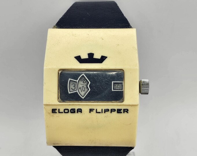 Amazing Vintage Eloga Flipper Jump Hour Date Men's Watch, Manual Wind ...