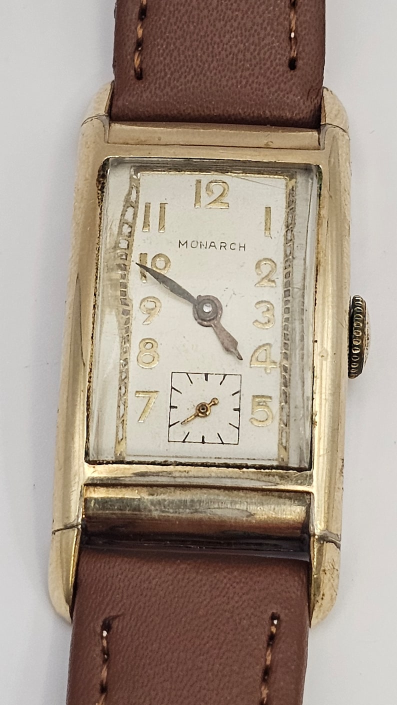 Rare Vintage Monarch Tank Watch With Subseconds Dial Manual Wind Swiss ...