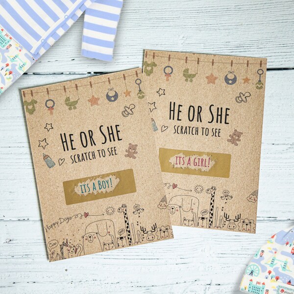 Gender Reveal Scratch off Cards - Etsy