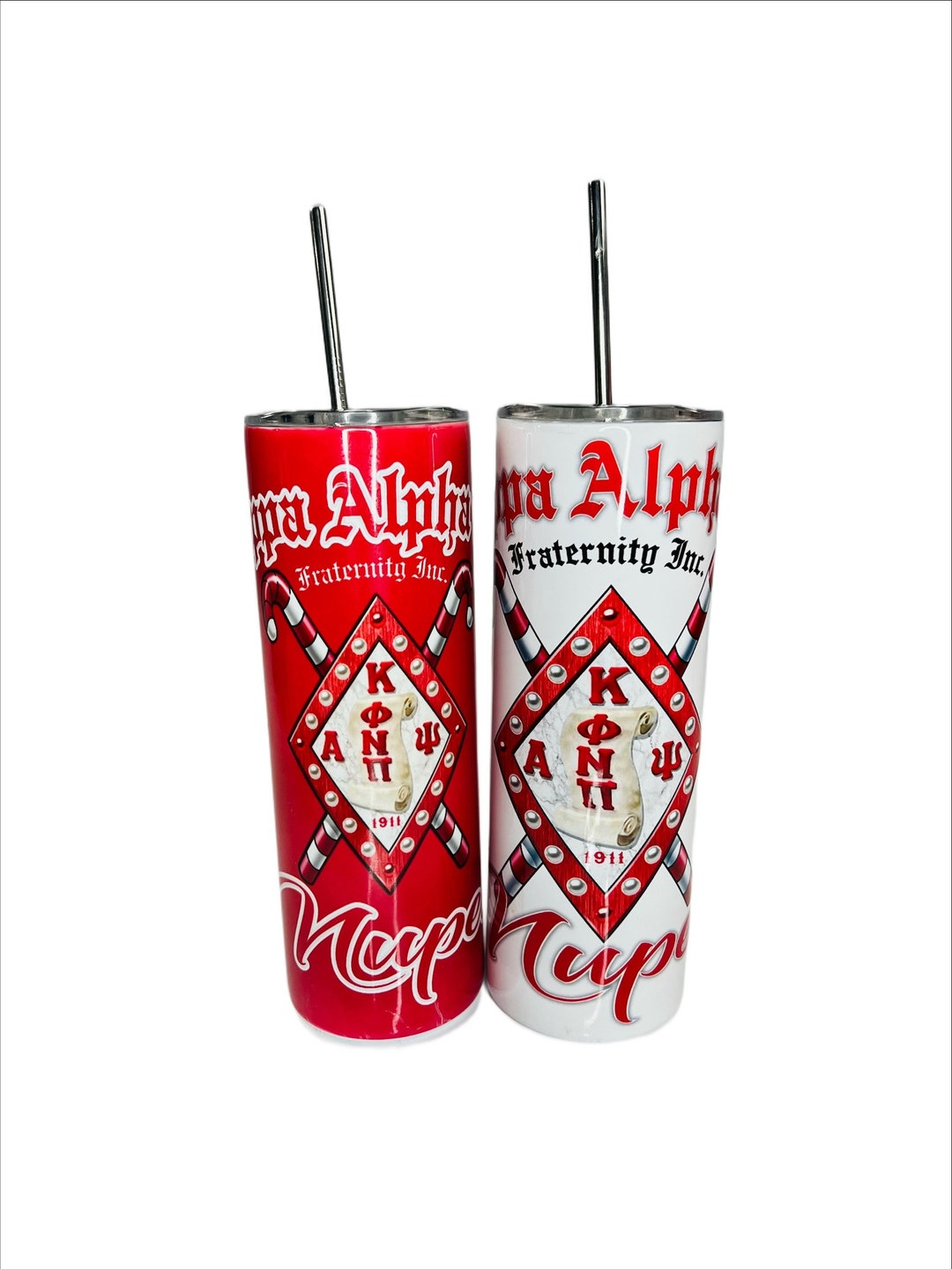 Kappa Alpha Psi | Nupes | White & Red Fraternity | Skinny Tumbler Set ...