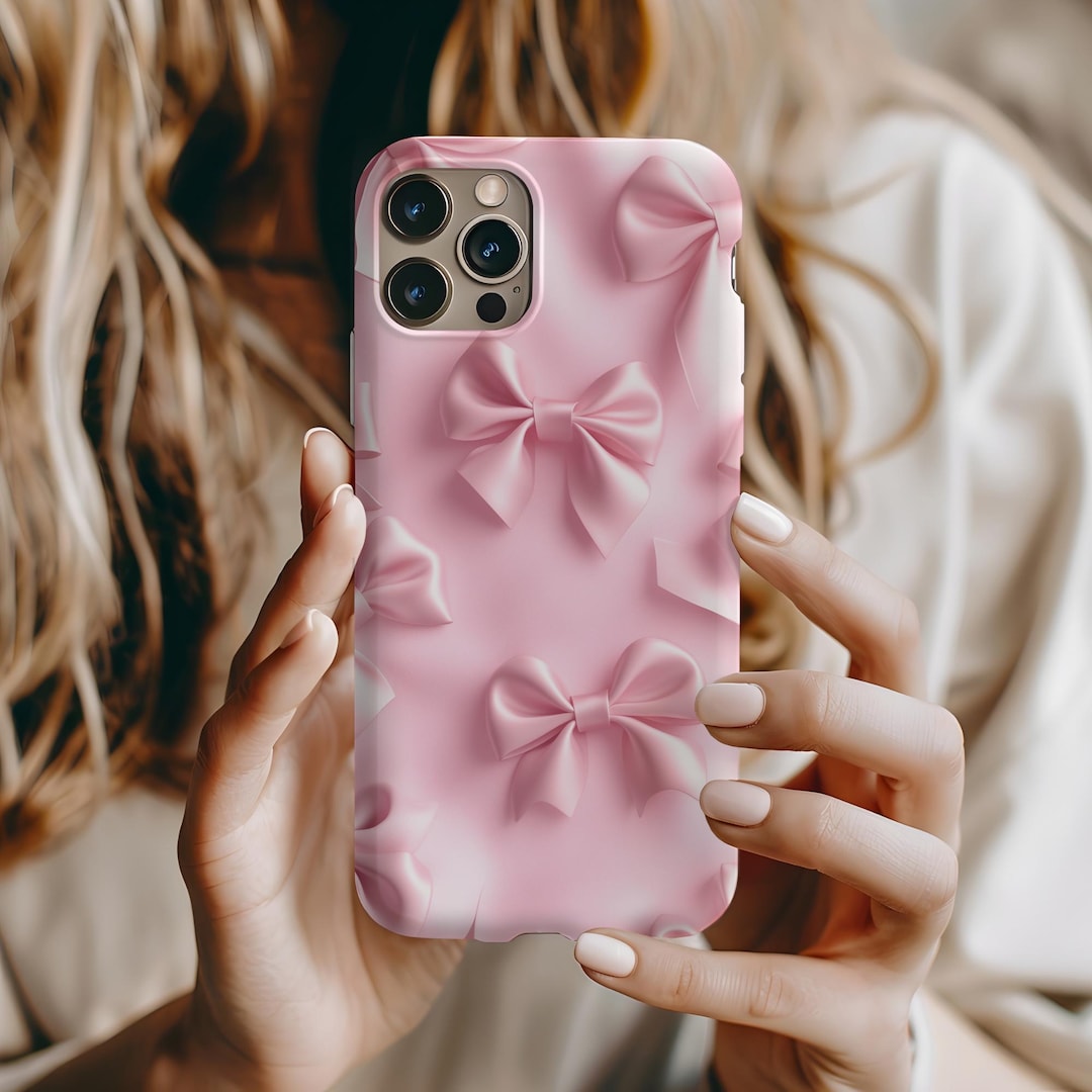 Coquette Pink Bow Phone Case, Girly Pink Preppy Phone Case Compatible With iPhone 16 15 14 Pro ...
