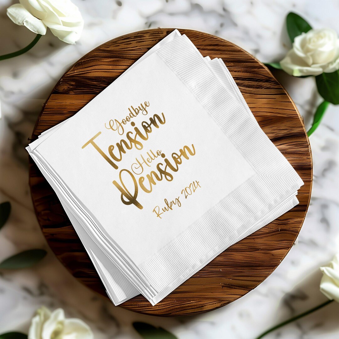 Custom Gold Foil Napkins, Personalized Retirement Napkins, Funny Custom ...