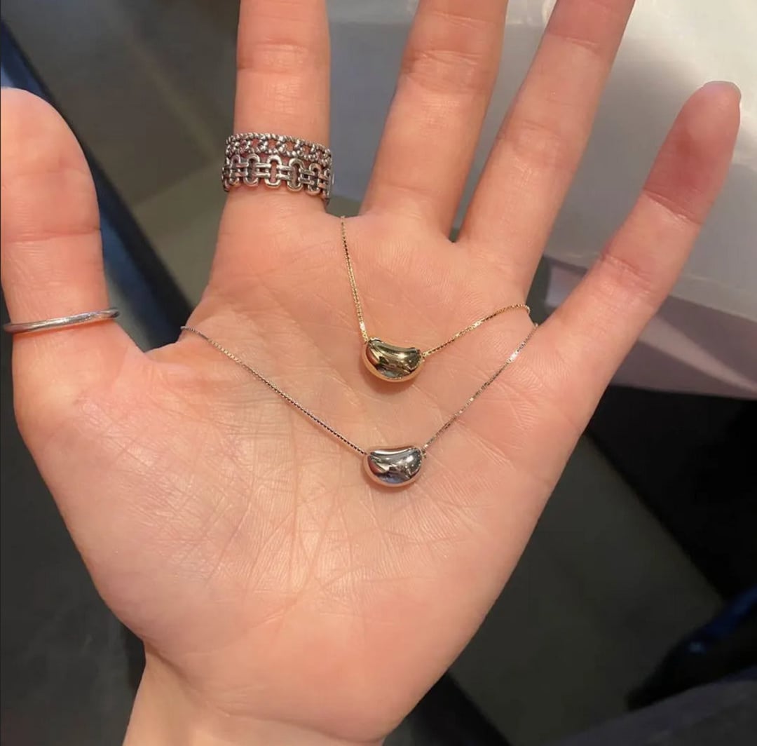 Tiny Bean Necklace, Gold Silver Small Bean Pendant, Minimalist Bean ...