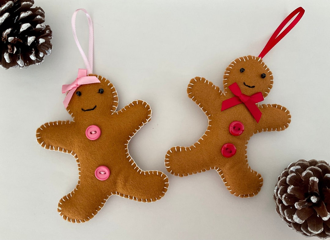 Handmade Felt Gingerbread Man/lady Christmas Decoration - Etsy