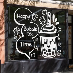 Bubble Tea Decal for Shop Window, Display Showcase Bubble Tea, Custom ...