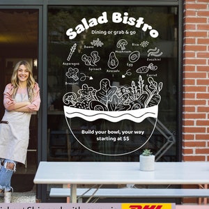 Salad Bistro and Cafe Sticker Decal for Window and Wall Decoration ...