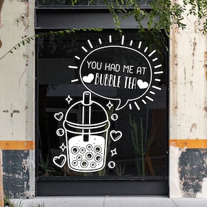 Bubbly Tea Decal Sticker for Shop and Cafe Window & Wall Decal Signage ...