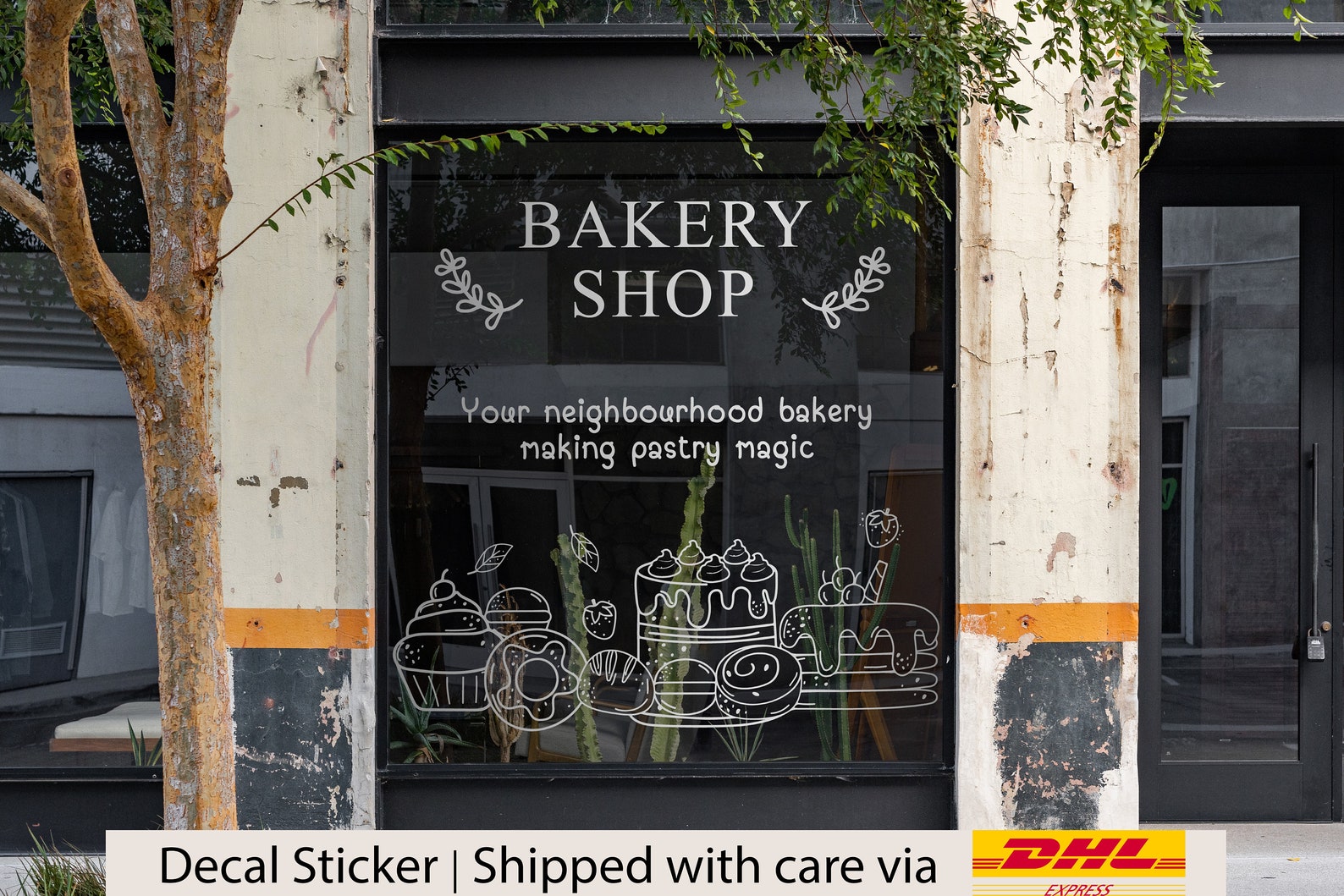 Bakery Pastry Vinyl Decal Business Logo | Bread Croissant Customise ...