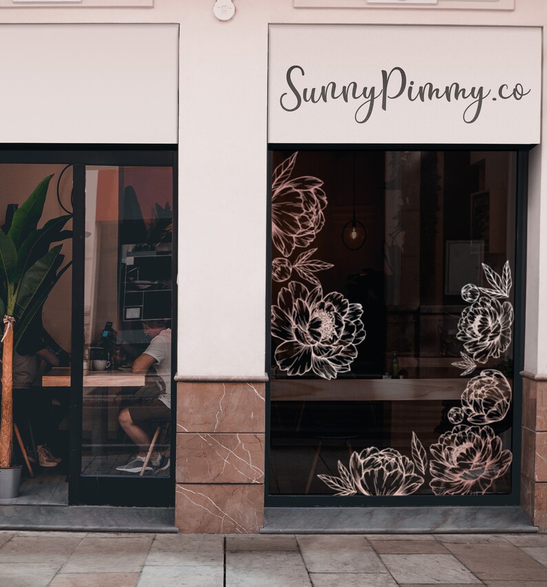 Large Peony Flower Decal for Shop Window and Wall Decoration - Etsy