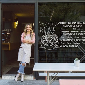 Personalised Poke Bowl Wall and Window Decal Vinyl Sticker for ...