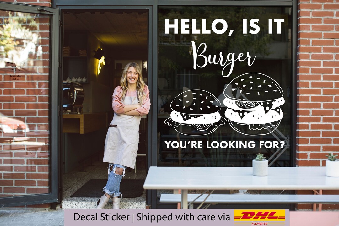 Large Burger Icon Wall Decal Sticker - Premium Vinyl Decal Perfect for ...