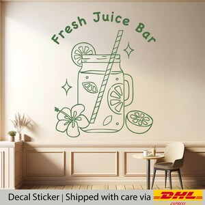 Fresh Juice Bar Decal Cafe Decor, Simple Beverage Drink Vinyl Sticker ...