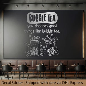 Chic Bubble Tea Wall Decal - Business Vinyl Sticker - Customizable ...
