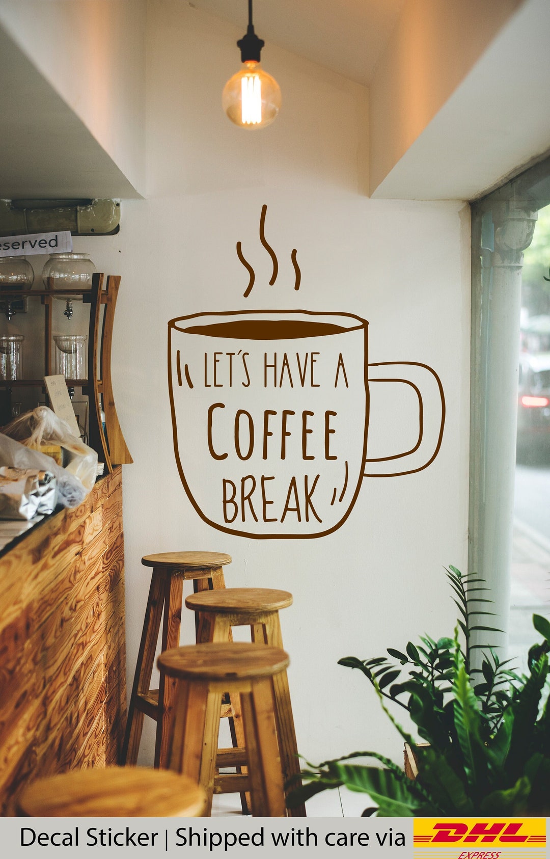 Let Have a Coffee Break Window Signage Vinyl Decals for Shop Decoration ...
