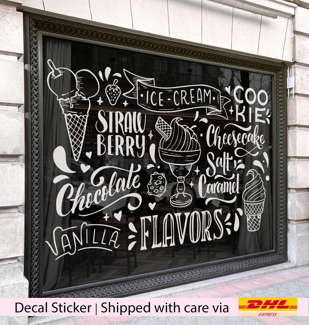 Handwritten Ice Cream Wall Decal – Vinyl Sticker for Dessert Café ...
