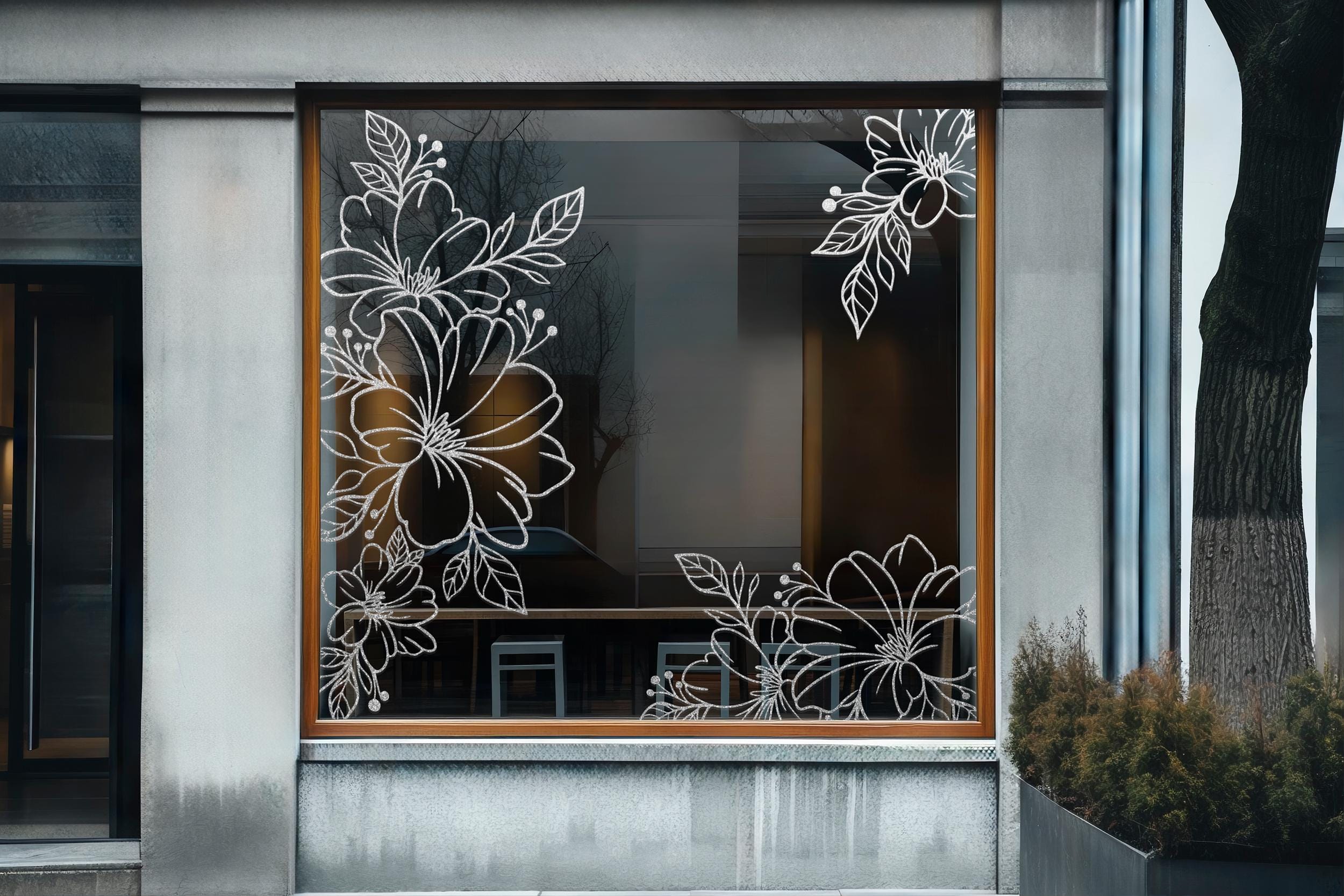Large Size Peony Style Flower Vinyl Decal for Window or Wall, Elegant ...