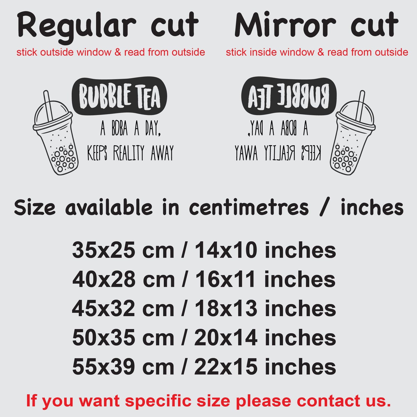 Minimalise Design Bubble Tea Window Decal – Small & Affordable Boba ...