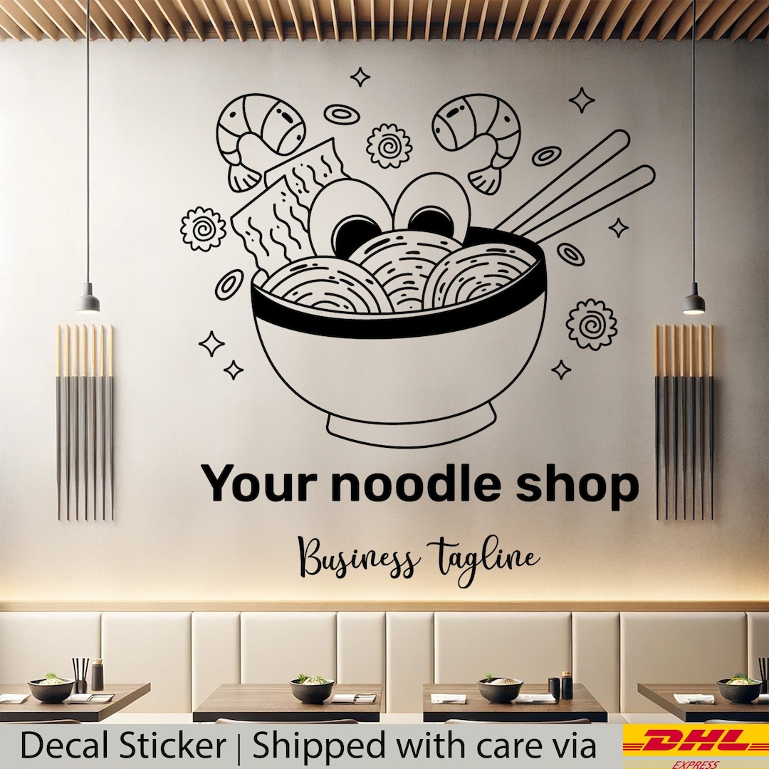 Custom Decal Sticker Noodle Restaurant for Business Logo Window Wall ...